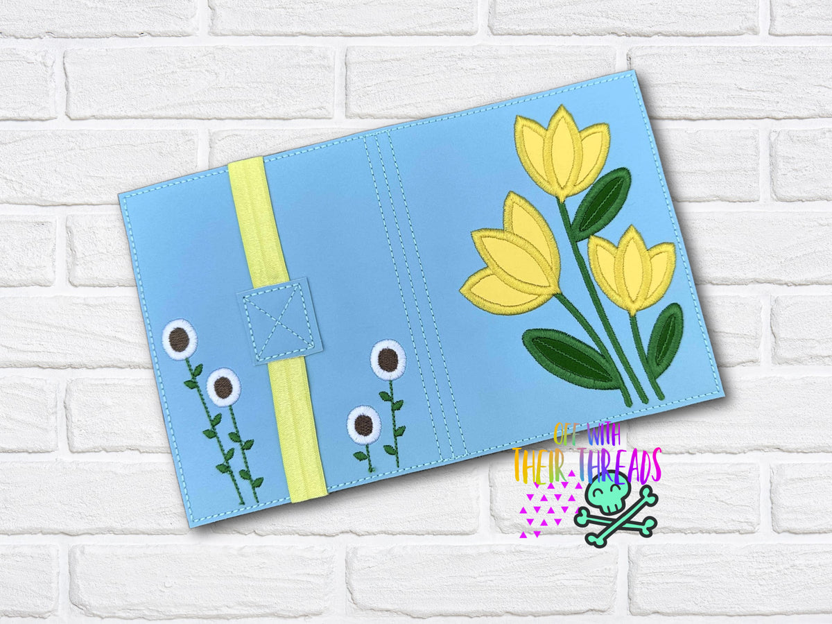 DIGITAL DOWNLOAD Applique Spring Flower A6 Notebook Cover – Off With Their Threads