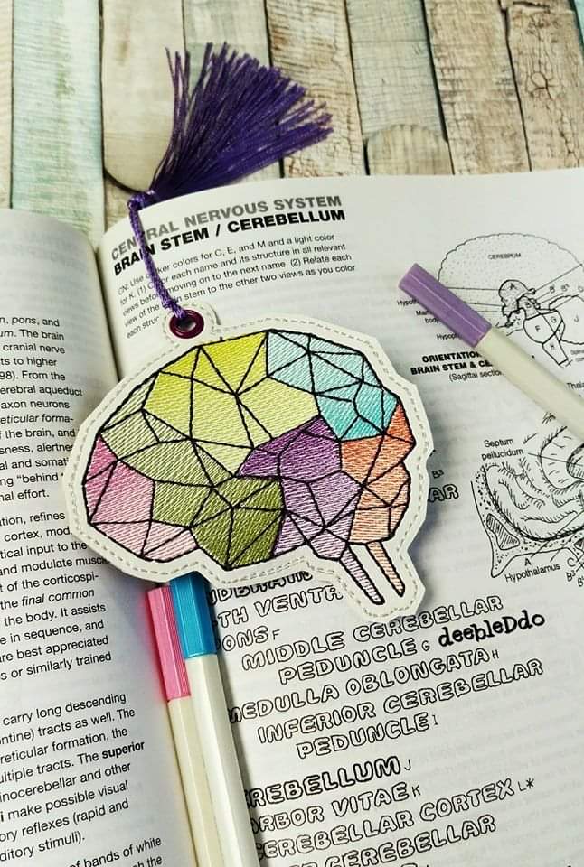 DIGITAL DOWNLOAD Geometric Brain Bookmark – Off With Their Threads