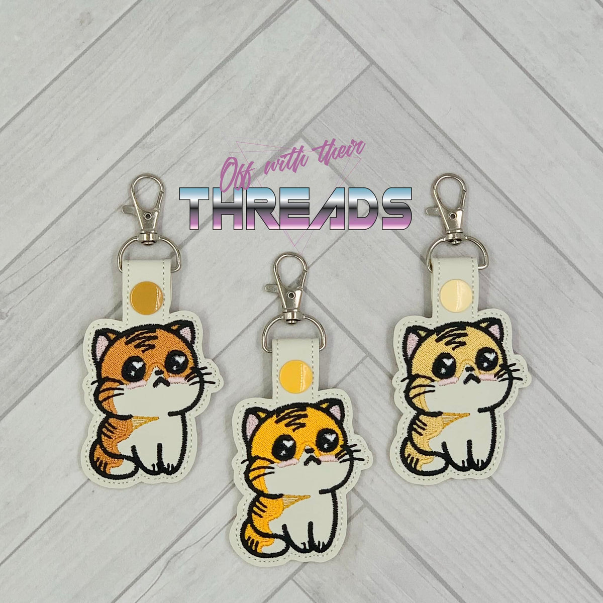 DIGITAL DOWNLOAD Kitty One Snap Tab Key Chain – Off With Their Threads