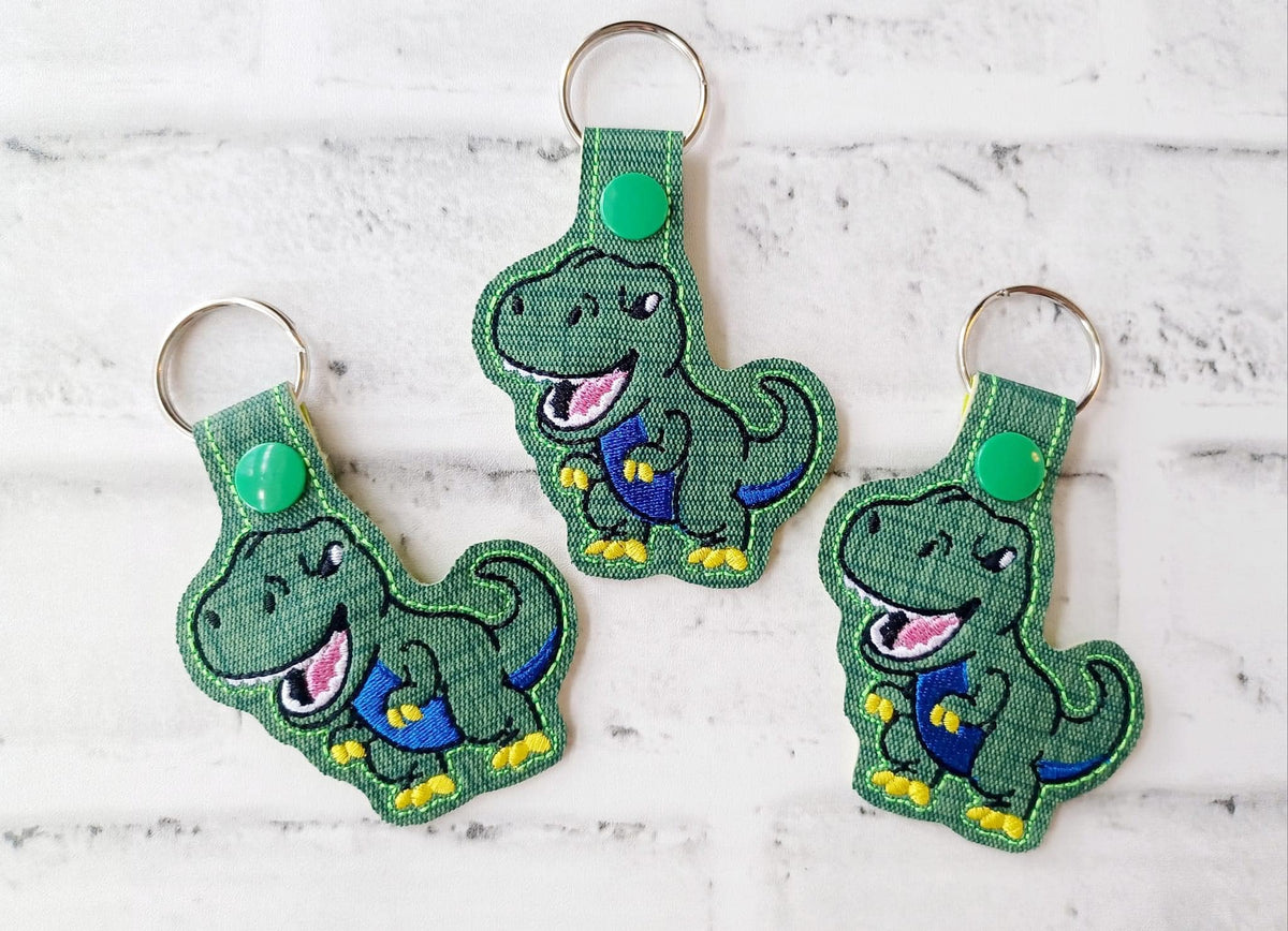 DIGITAL DOWNLOAD T Rex Dinosaur Snap Tab Key Chain – Off With Their Threads