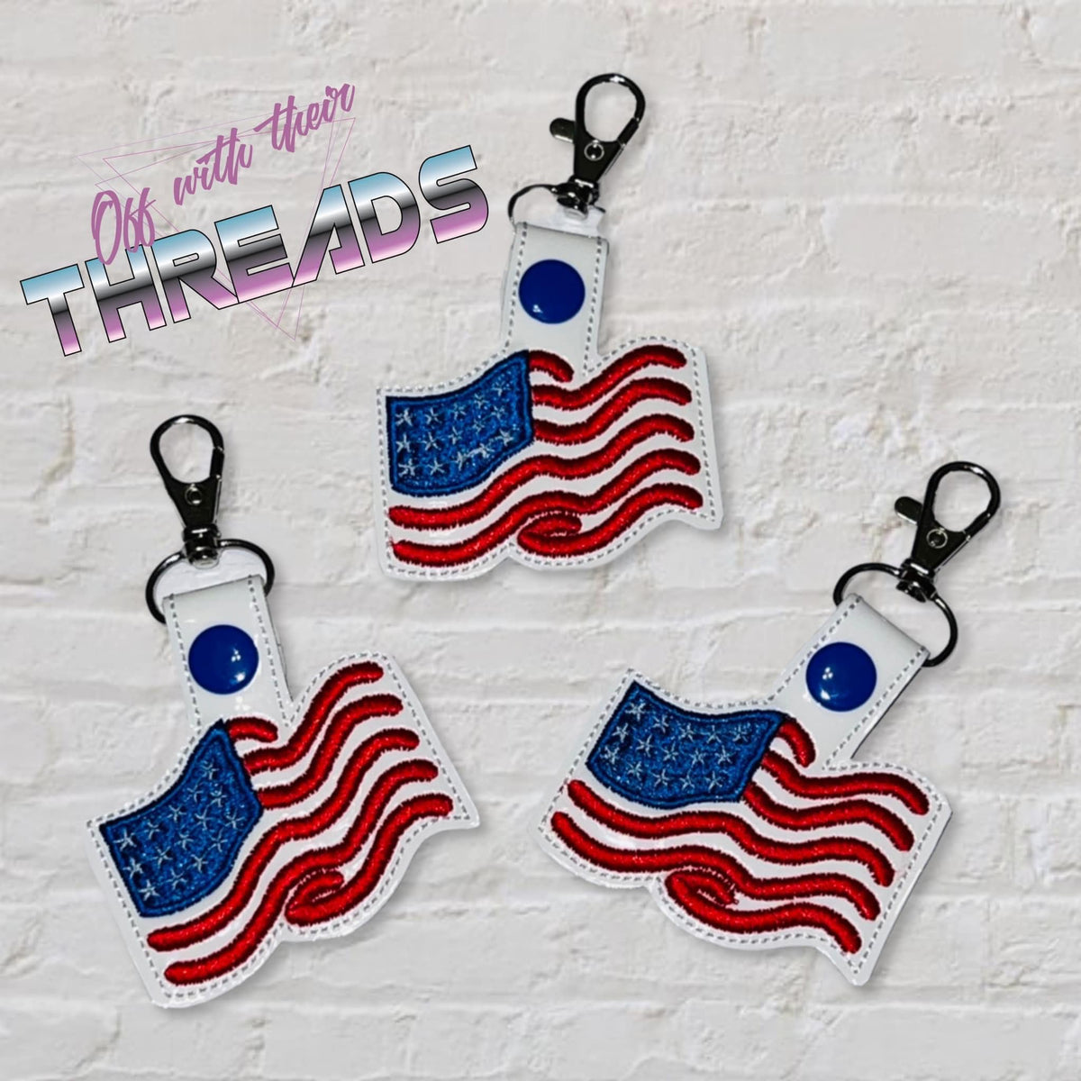 DIGITAL DOWNLOAD American Flag Snap Tab Key Chain – Off With Their Threads