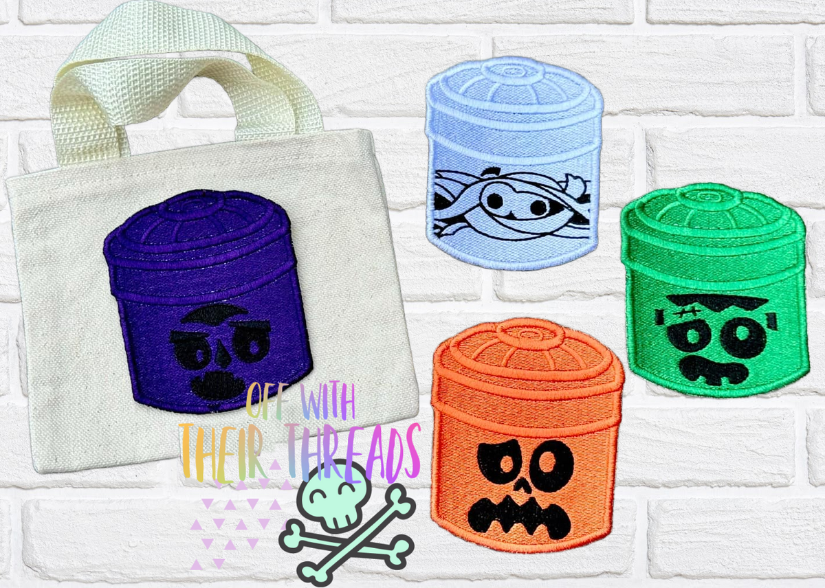 DIGITAL DOWNLOAD Halloween Bucket Patch BUNDLE 4 DESIGNS INCLUDED 2 SI ...
