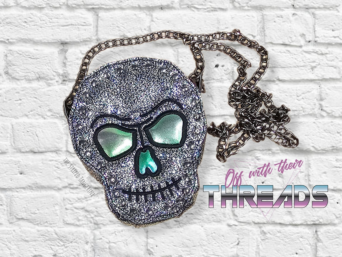 DIGITAL DOWNLOAD The Most Awesome ITH Skull Rivet Bag Ever!!! 4 SIZES – Off With Their Threads