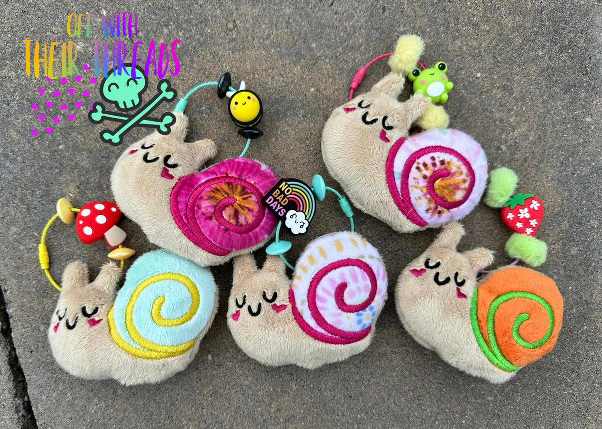 DIGITAL DOWNLOAD Applique Snail Squishy Key Chain – Off With Their Threads