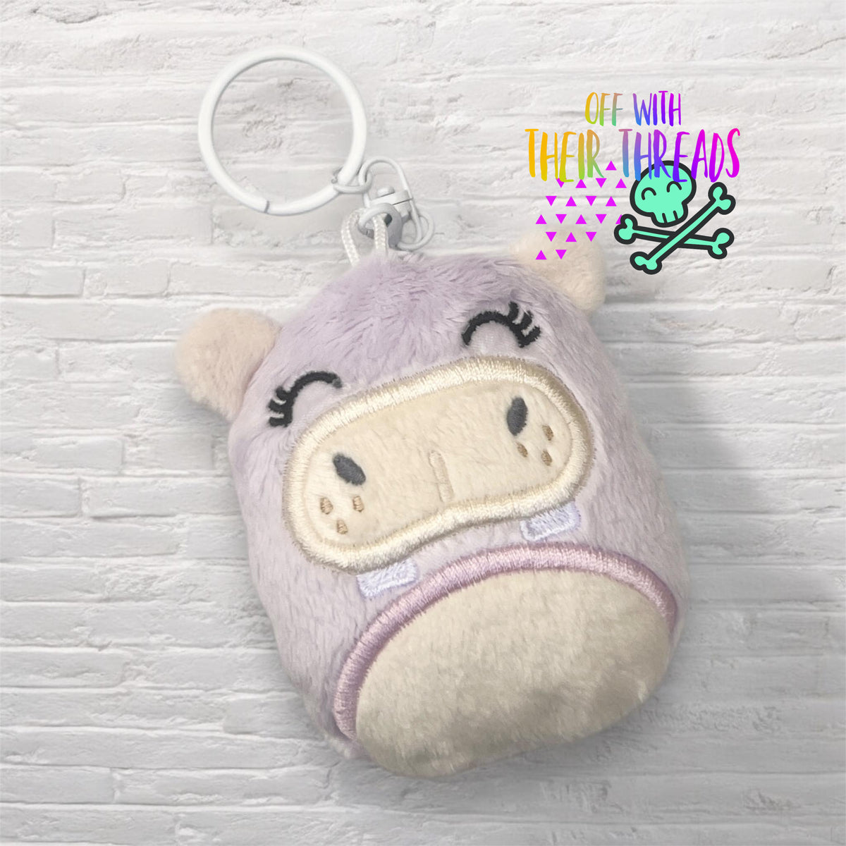 DIGITAL DOWNLOAD Applique Hippo Squishy Keychain – Off With Their Threads