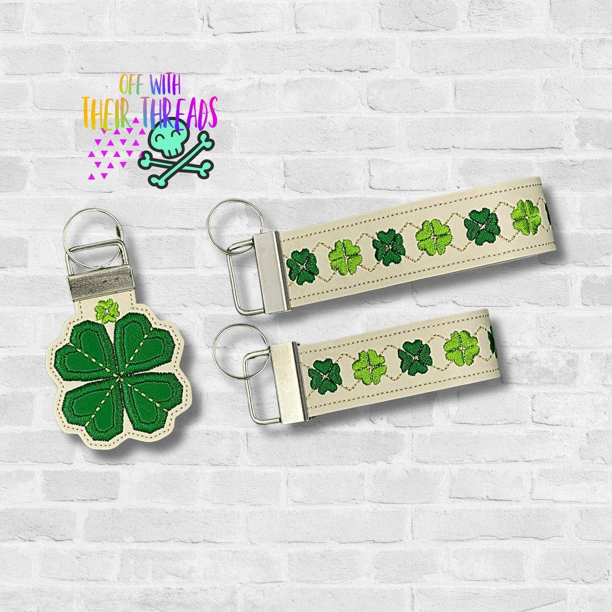 DIGITAL DOWNLOAD Applique Argyle Clover Key Fob Set 3 SIZES INCLUDED ...