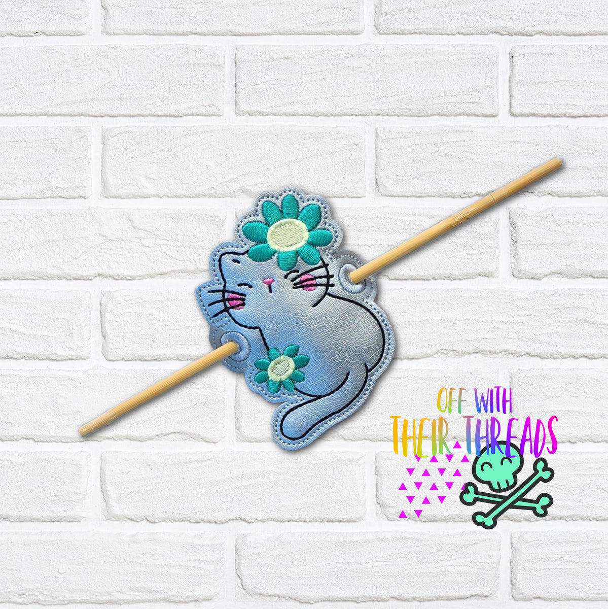 DIGITAL DOWNLOAD Flower Kitty Hair Holder Bun Cover – Off With Their ...