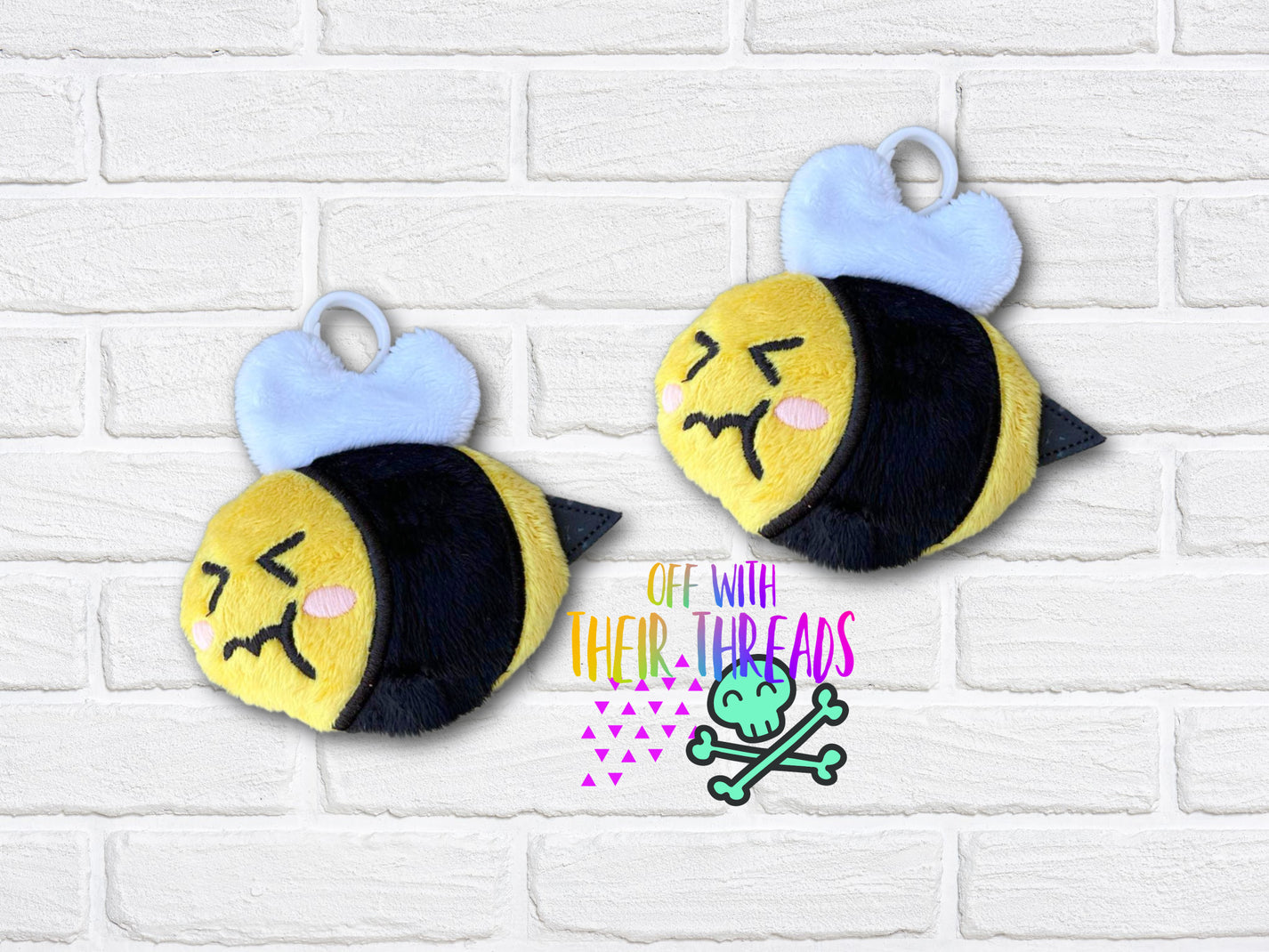DIGITAL DOWNLOAD Applique Grumpy Bee Squishy Keychain – Off With Their Threads