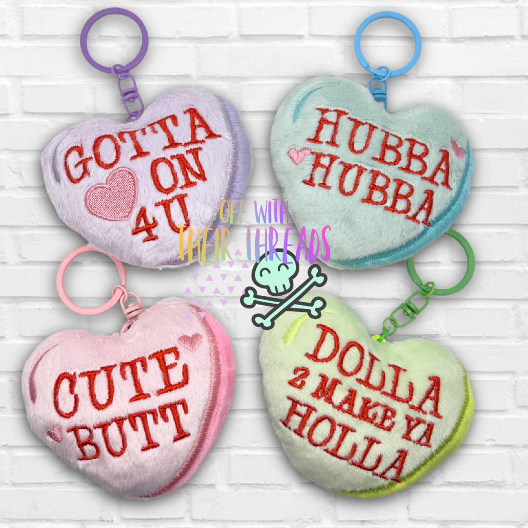 DIGITAL DOWNLOAD Conversation Heart Key Chain Squishy Plush Set 4 DESI ...