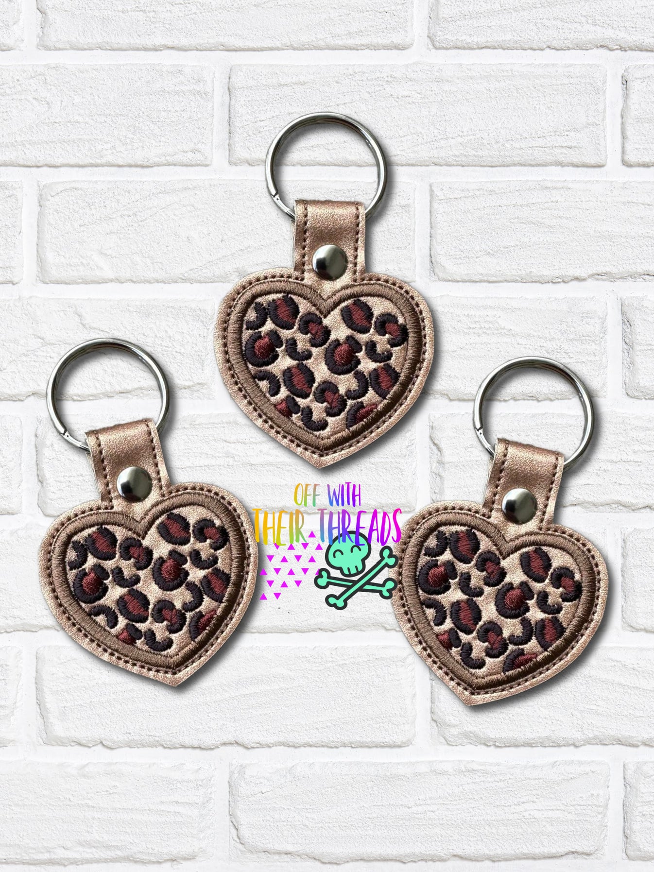 DIGITAL DOWNLOAD Leopard Heart Snap Tab Keychain – Off With Their Threads