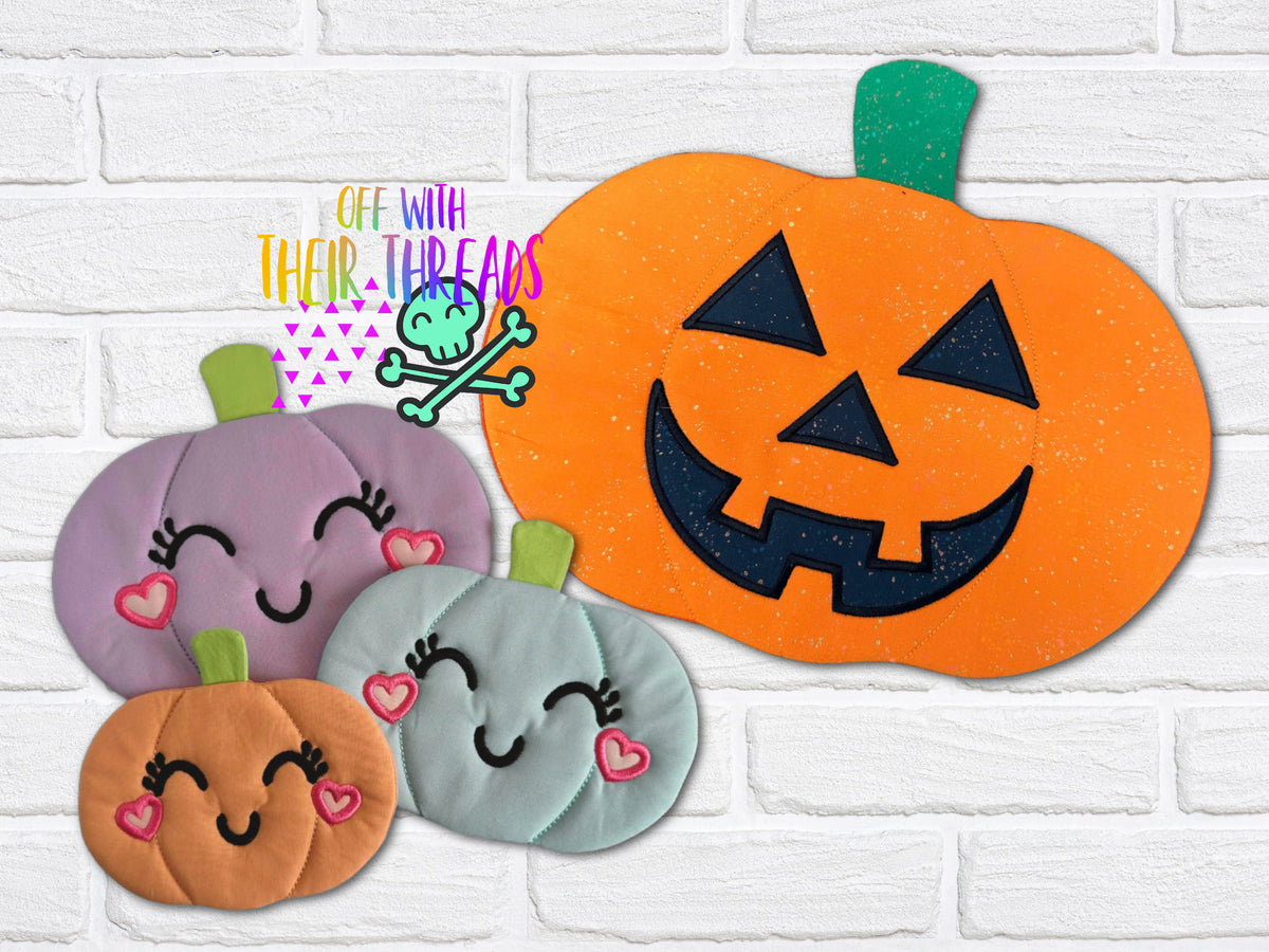 DIGITAL DOWNLOAD Applique Pumpkin Quilted Mug Rug Snack Mat 2 VERSIONS ...