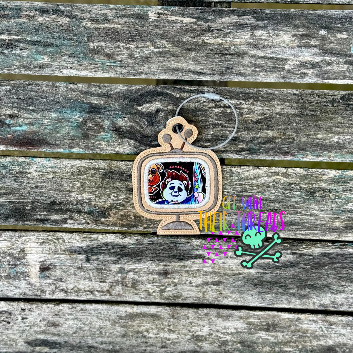 DIGITAL DOWNLOAD Applique Retro Television Bag Tag Bookmark Ornament ...