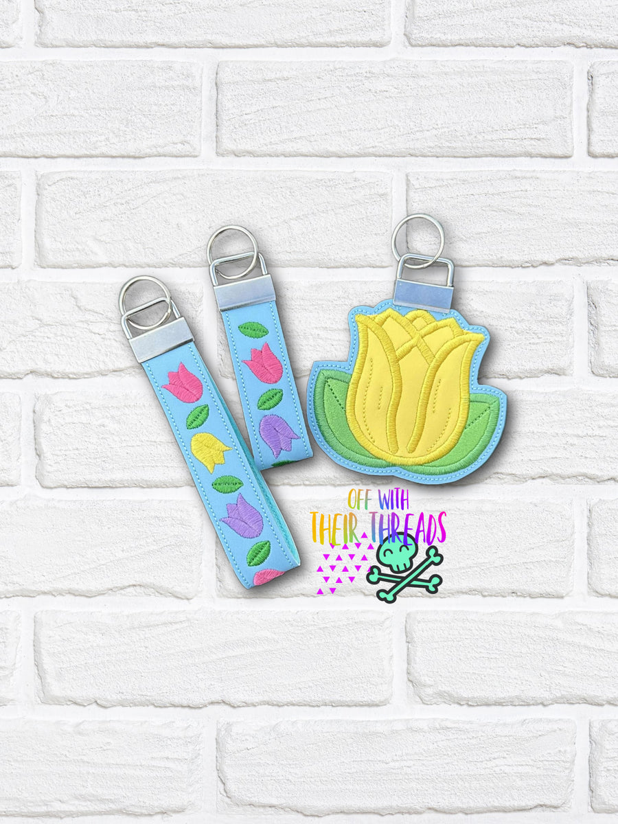 DIGITAL DOWNLOAD Applique Tulip Key Fob Set 3 SIZES INCLUDED – Off With ...