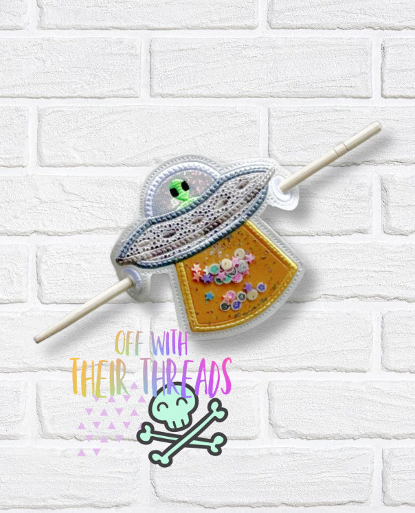 DIGITAL DOWNLOAD Applique Alien UFO Shaker Hair Accessory Bun Cover ...