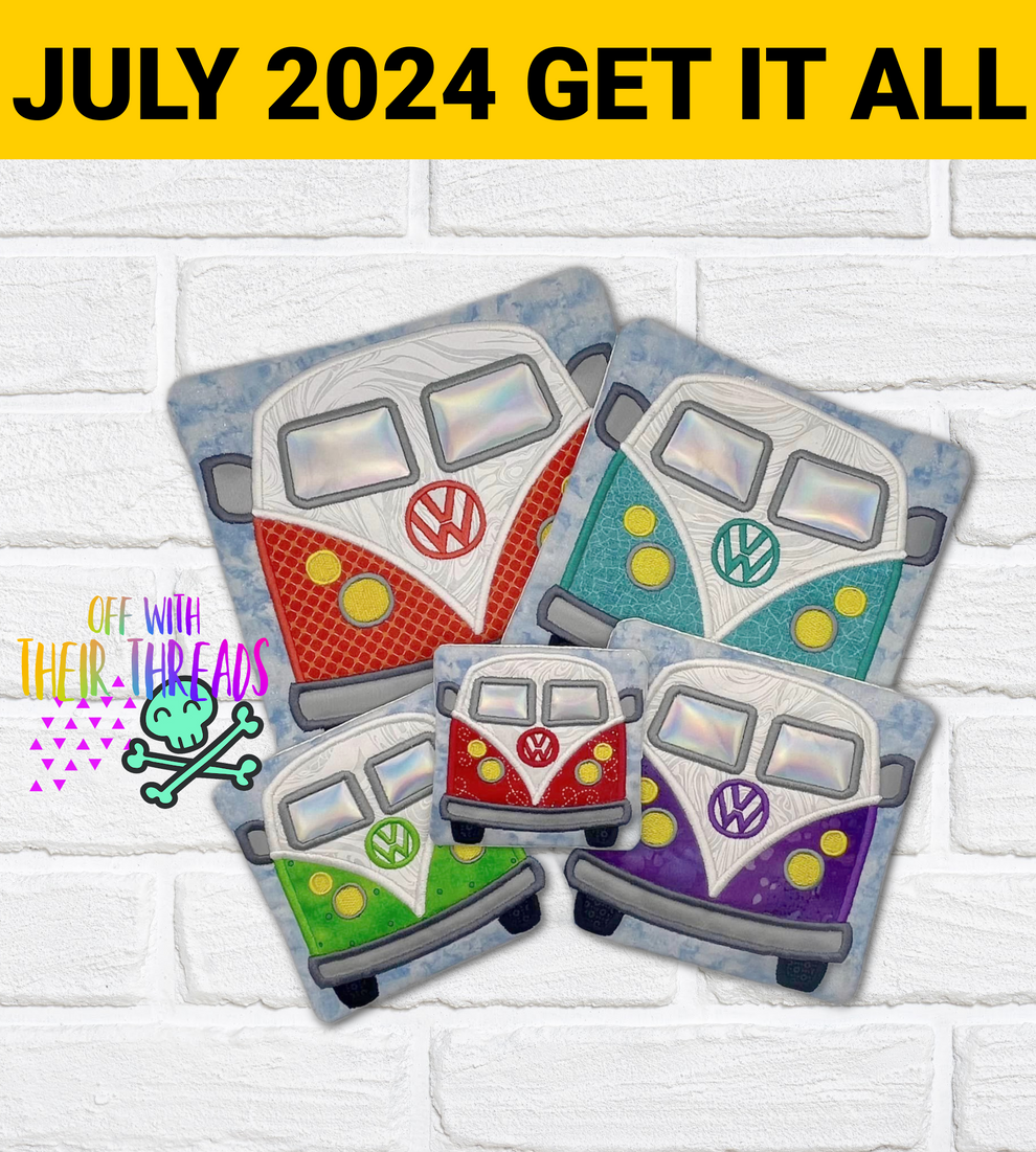 DIGITAL DOWNLOAD Applique Vintage Bus Mug Rug Set 6 SIZES INCLUDED ENV ...