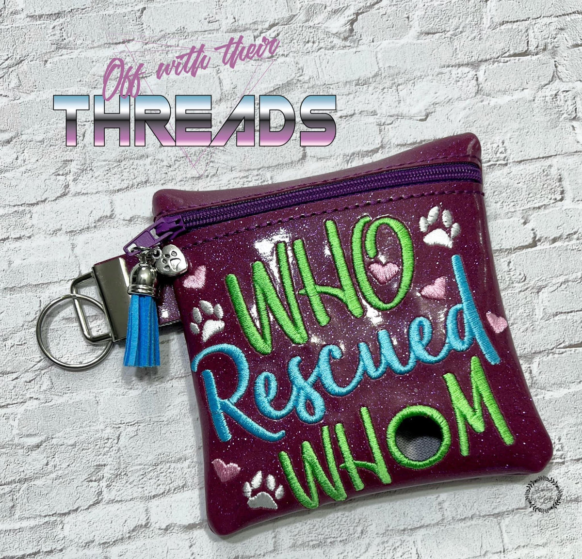 DIGITAL DOWNLOAD 5x5 Who Rescued Who Poo Bag Zippered Bag and 4x4 Stan ...
