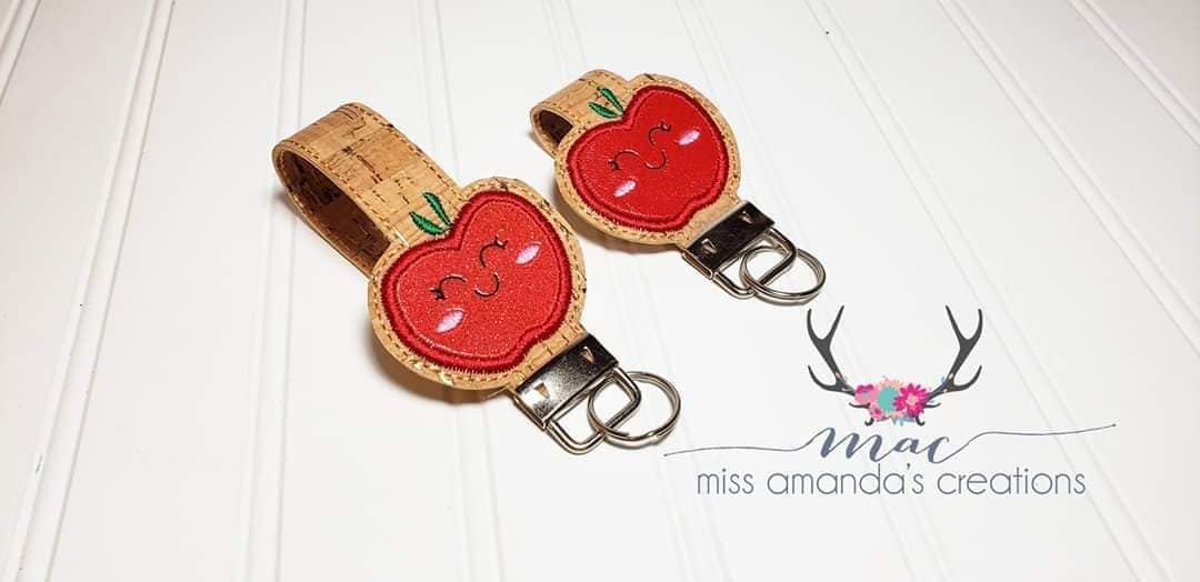DIGITAL DOWNLOAD Applique Apple Key Fob Set – Off With Their Threads