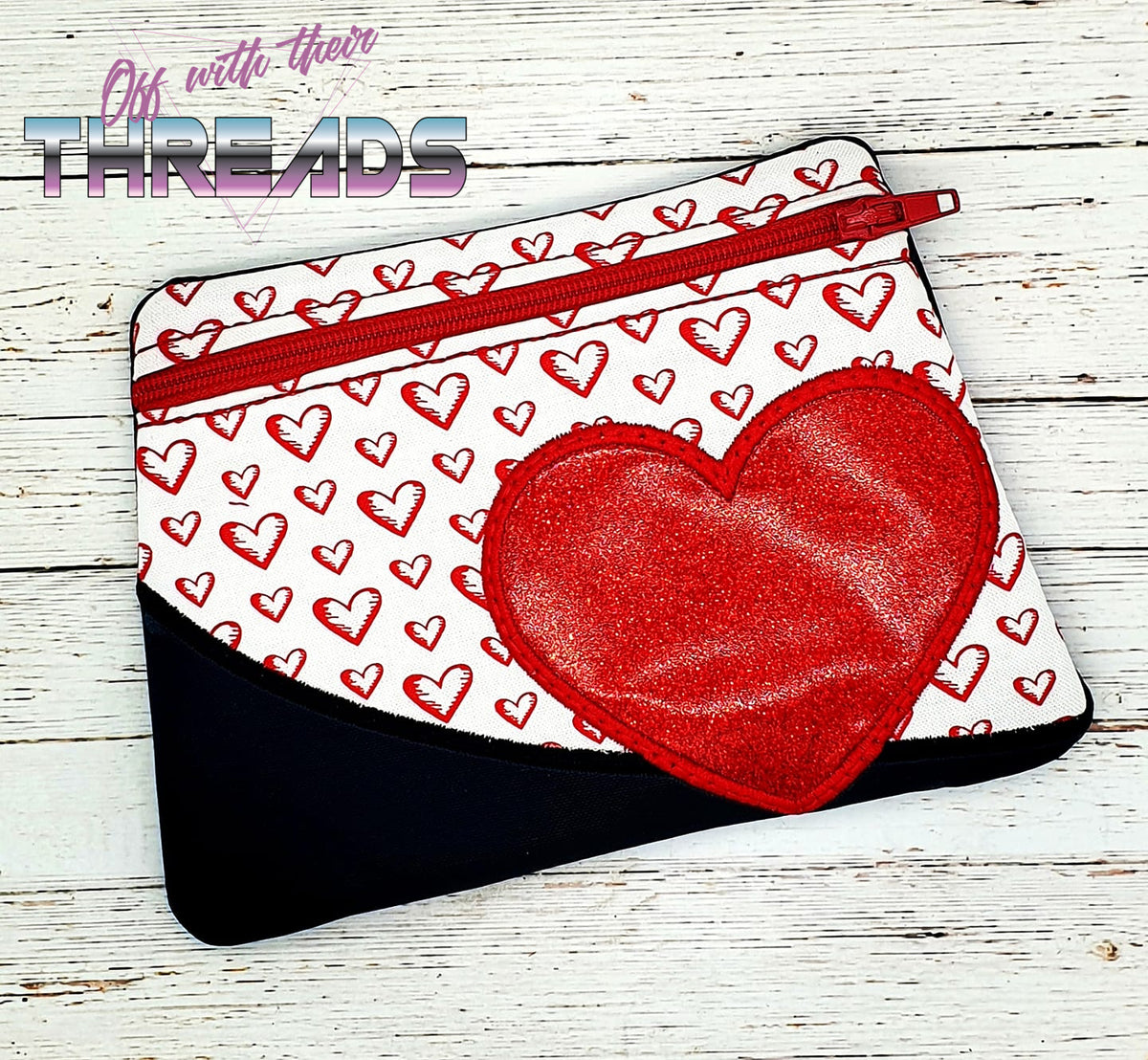 DIGITAL DOWNLOAD Heart Frame Applique Zipper Bag Lined and Unlined ...