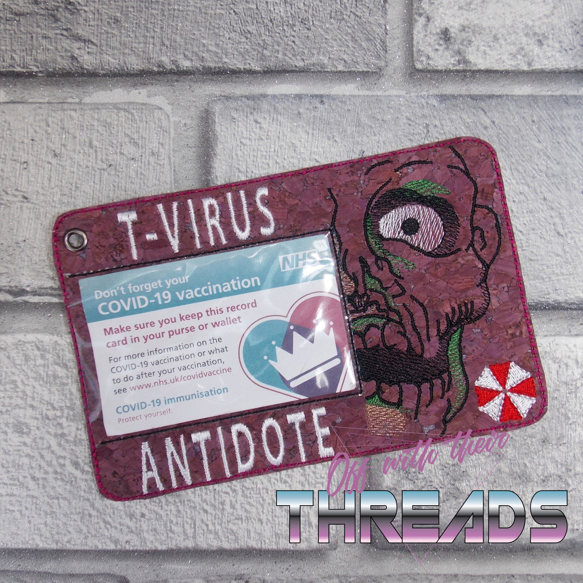 DIGITAL DOWNLOAD 5x7 T Virus Zombie Vaccination Card Holder ID Gift Ca ...