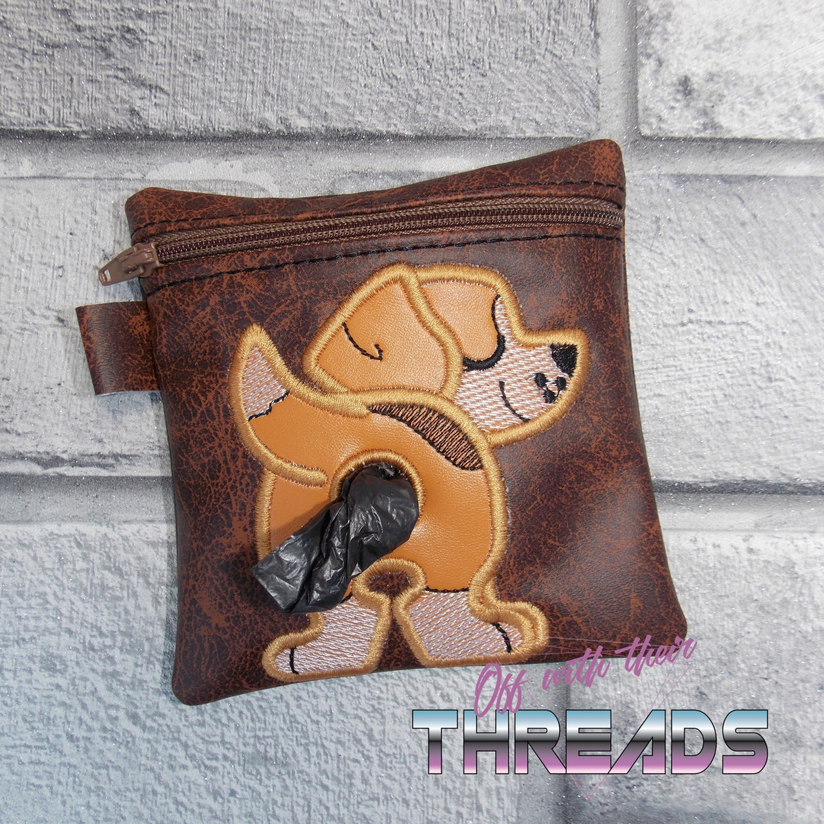DIGITAL DOWNLOAD 5x5 ITH Applique Beagle Bum Poo Zipper Bag Lined and ...