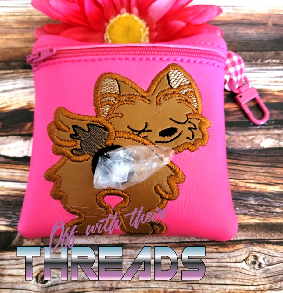 DIGITAL DOWNLOAD 5x5 ITH Applique Yorkie Bum Poo Zipper Bag Lined and ...