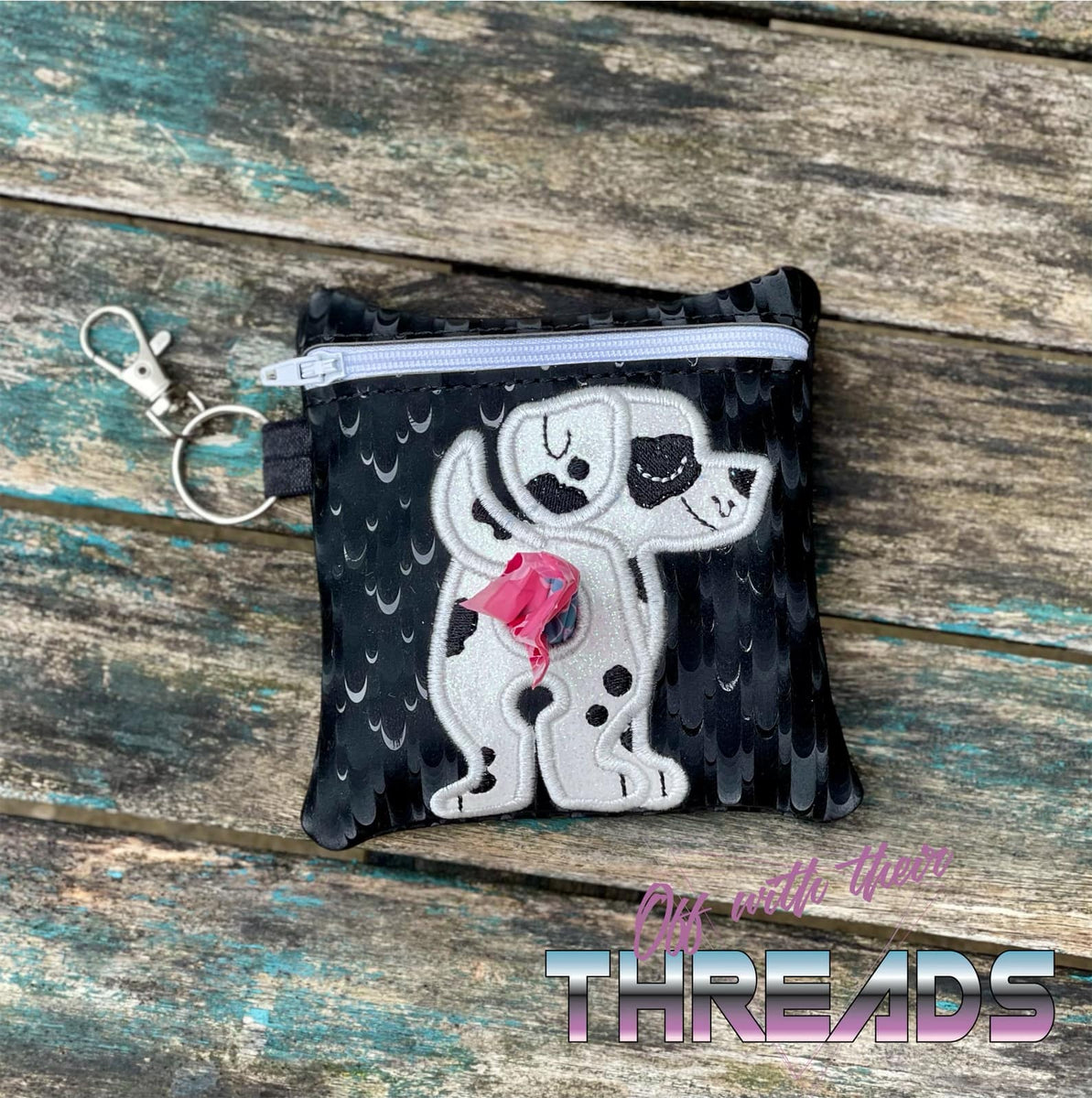 DIGITAL DOWNLOAD 5x5 ITH Applique Dalmatian Bum Poo Zipper Bag Lined a ...