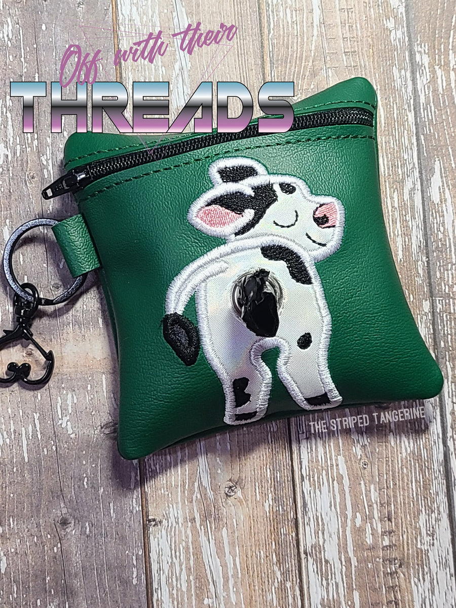 DIGITAL DOWNLOAD 5x5 ITH Applique Cow Poo Zipper Bag Lined and Unlined ...