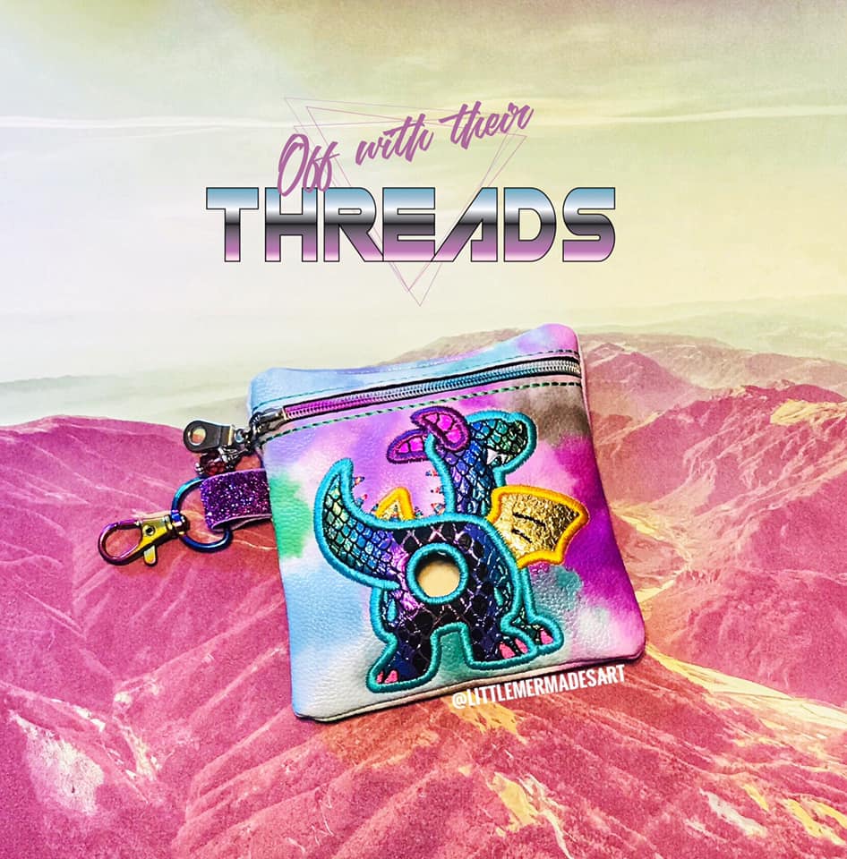 DIGITAL DOWNLOAD 5x5 ITH Applique Dragon Bum Poo Zipper Bag Lined and ...