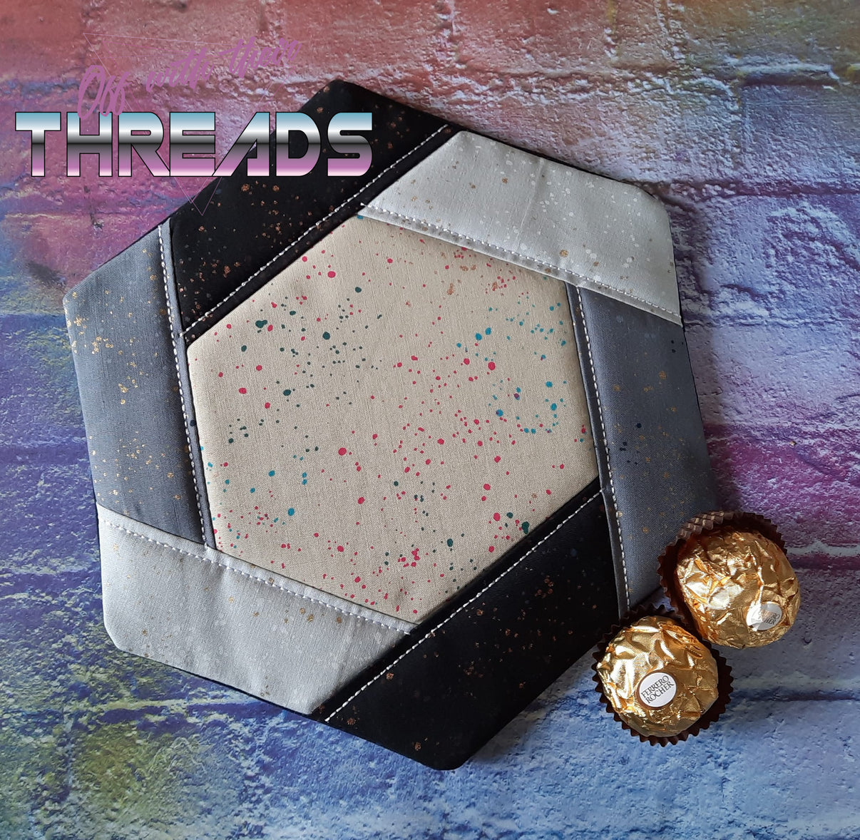 DIGITAL DOWNLOAD Quilted Hexagon Mug Rug 7 SIZES INCLUDED ENVELOPE AND ...