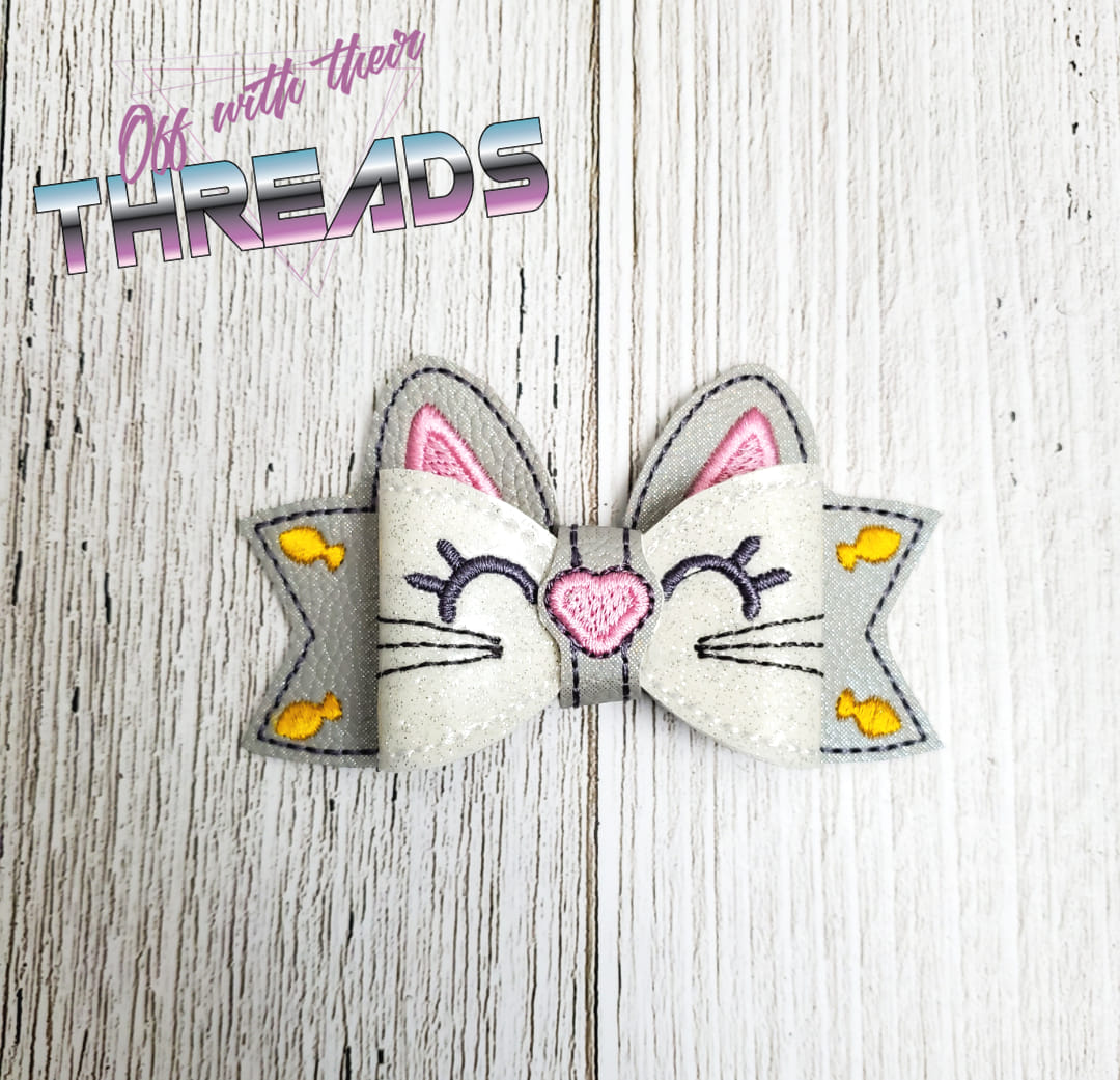 DIGITAL DOWNLOAD ITH 3D Kitty Hair Bow 4 SIZES INCLUDED 4x4 Friendly O ...