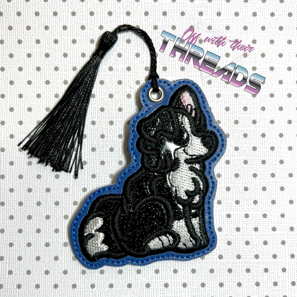 DIGITAL DOWNLOAD 4x4 Applique Border Collie Bookmark Ornament Gift Tag ...