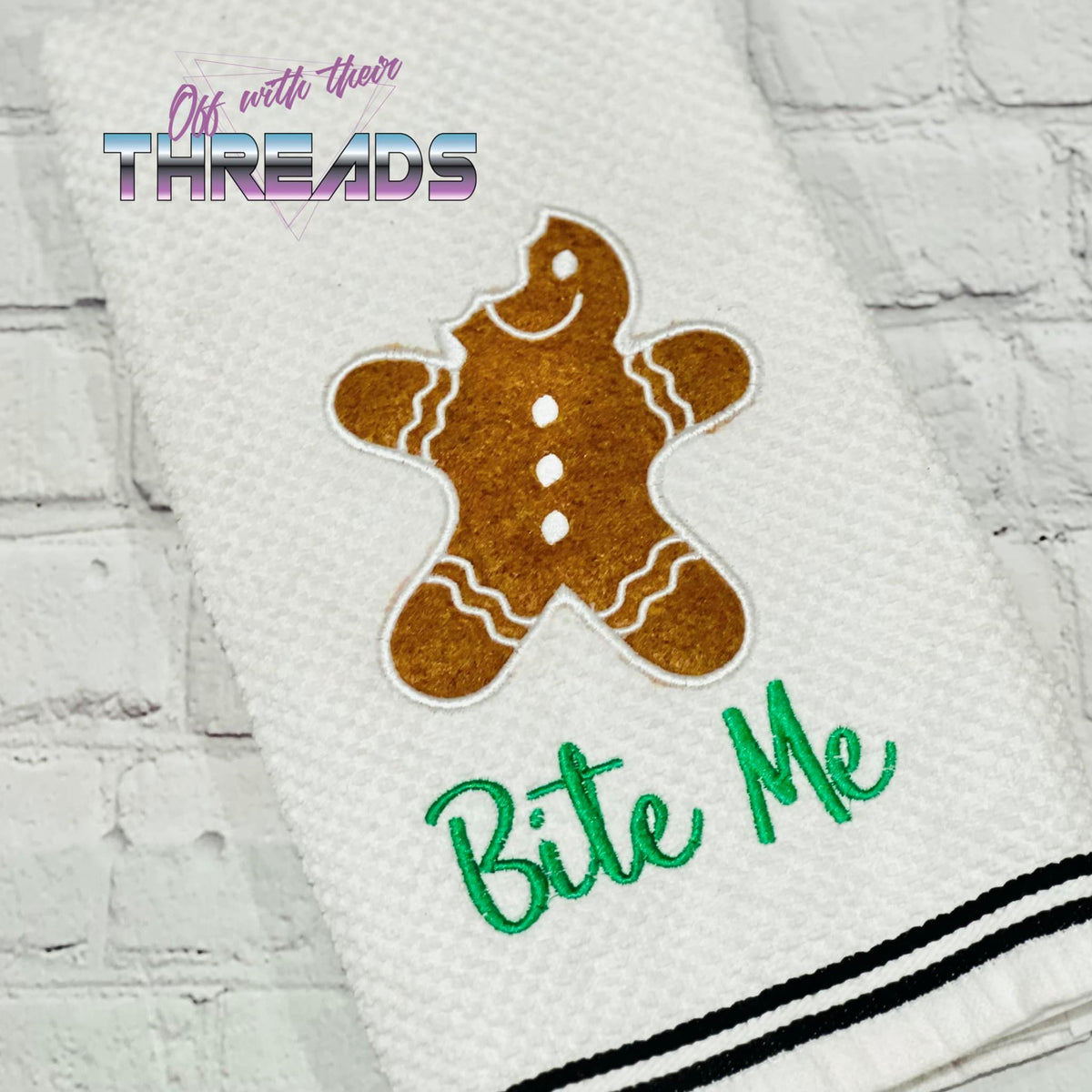 DIGITAL DOWNLOAD Applique Bite Me Gingerbread Embroidery Design 4 SIZE ...