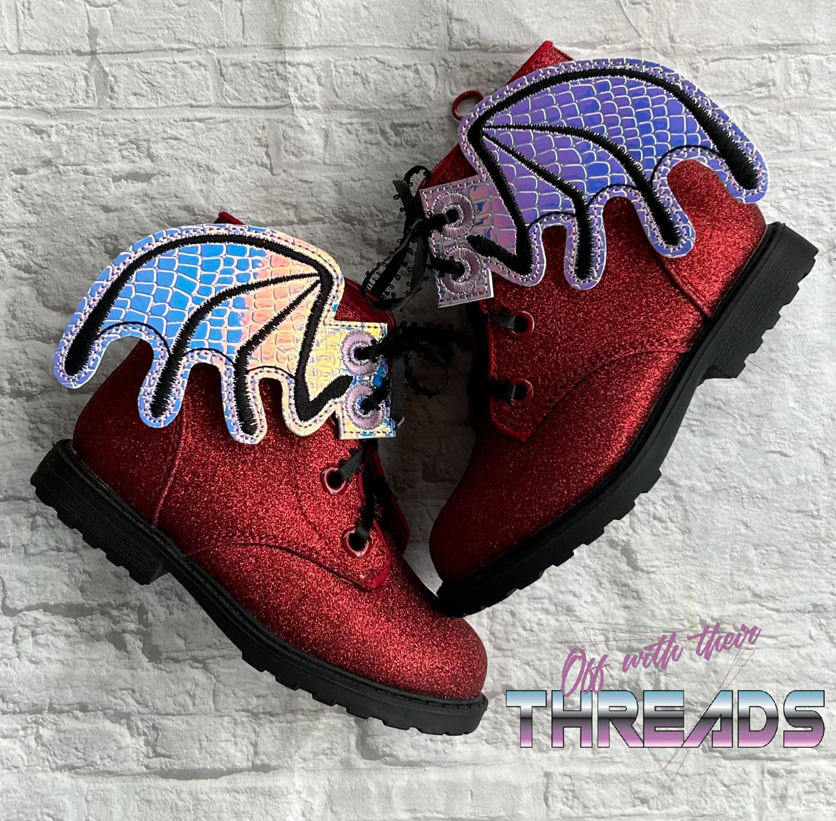DIGITAL DOWNLOAD Gargoyle Dragon Wings Shoe Boot SATIN AND BEAN STITCH ...