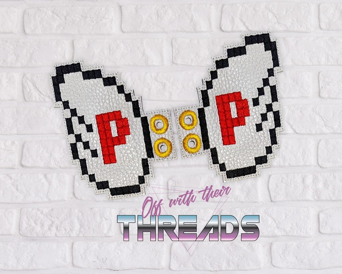 DIGITAL DOWNLOAD 8 Bit P Wings Shoe Boot SATIN AND BEAN STITCH EYELET ...