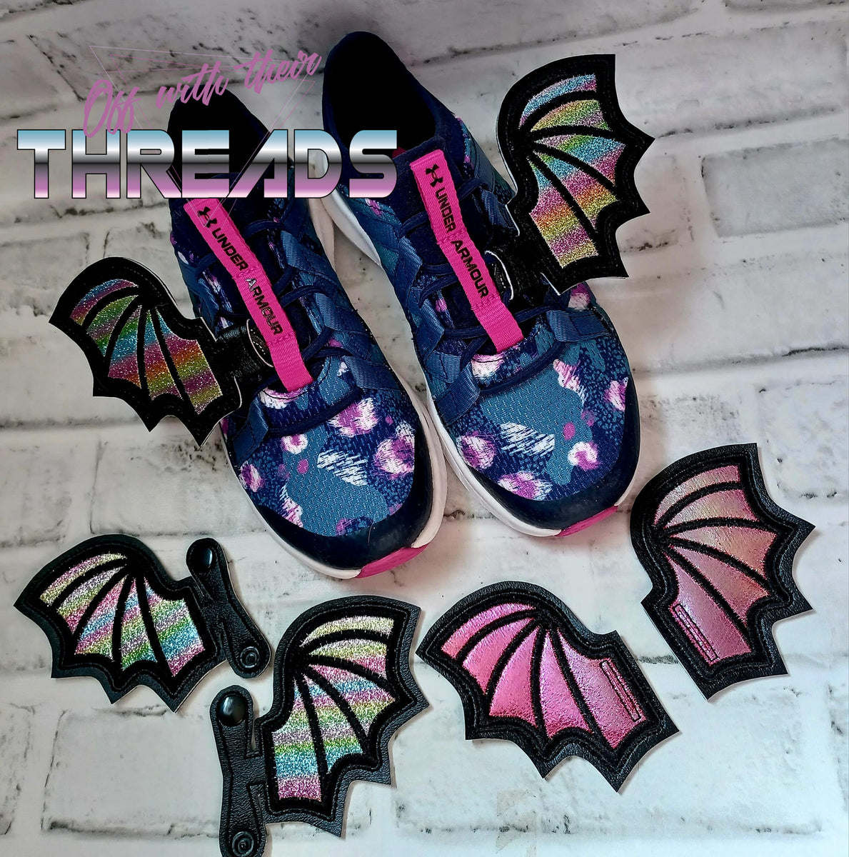 DIGITAL DOWNLOAD Applique Velcro Snap Tab and Slider Bat Wings Shoe Bo ...