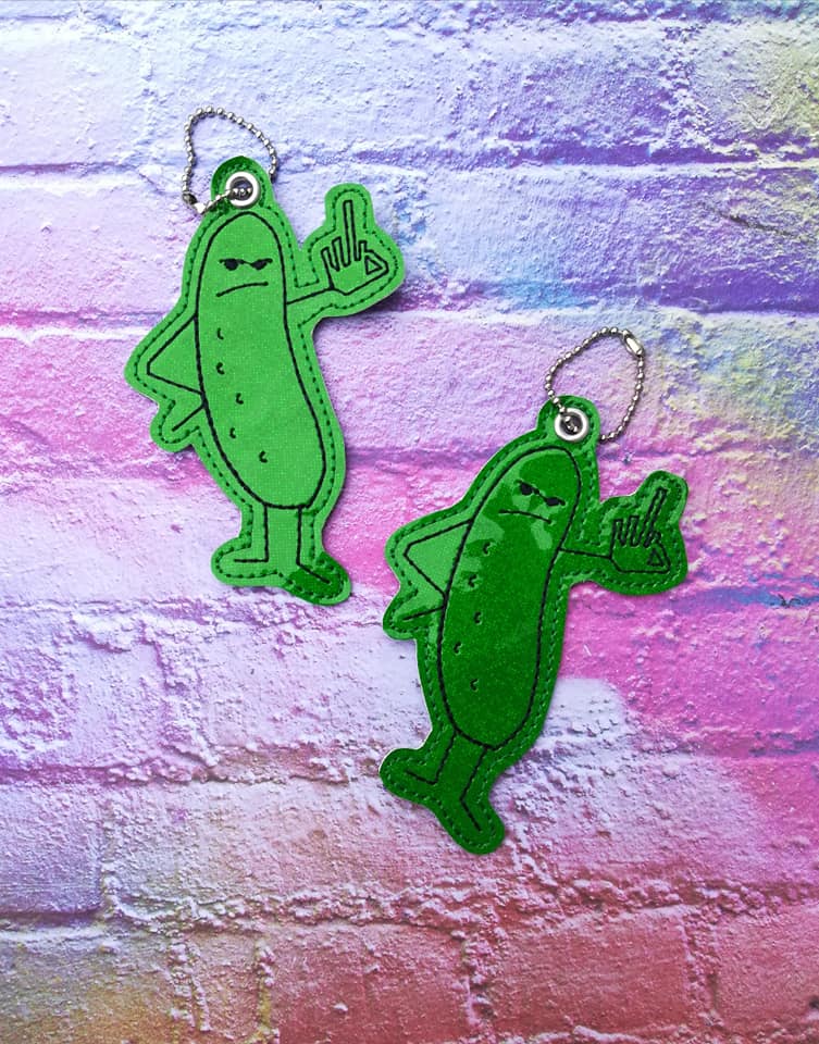 4x4 DIGITAL DOWNLOAD FU Pickle Bookmark Ornament – Off With Their Threads